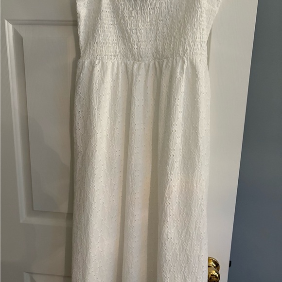 H&M | Dresses | Hm White Smocked Sundress Sleeveless Spaghetti Strap ...